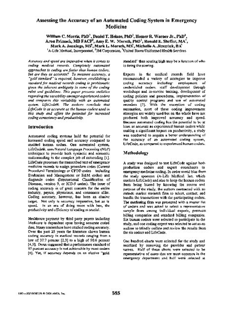 Pdf Assessing The Accuracy Of An Automated Coding System In Emergency Medicine