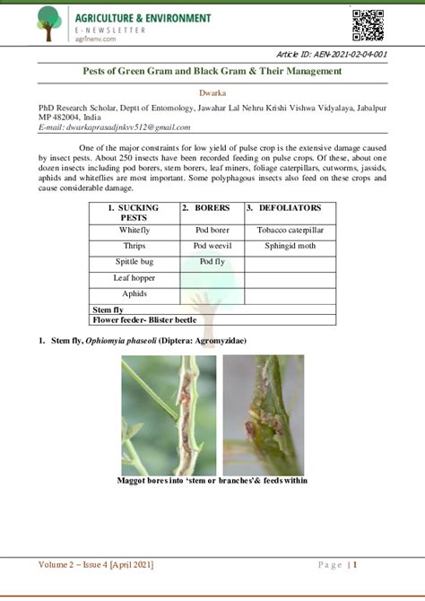 Pdf Pests Of Green Gram And Black Gram And Their Management