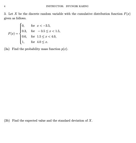 solved 3 let x be the discrete random variable with