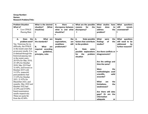 Matrix For Research Group Number Names Research Problemtitle