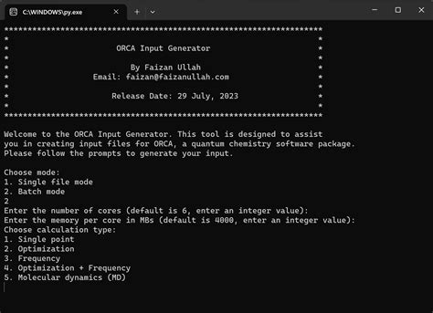 ORCA Input Generator Faizan Ullah