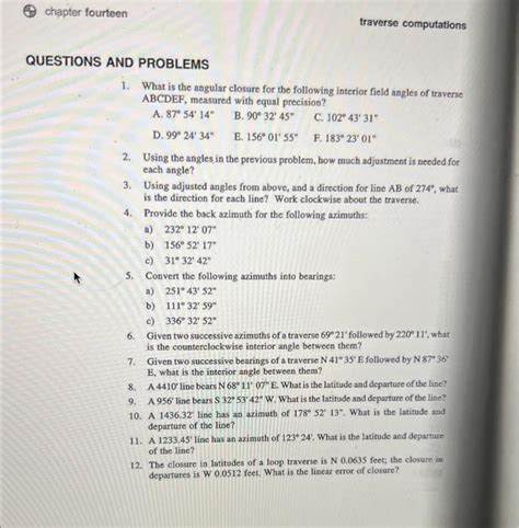 Solved 1 What Is The Angular Closure For The Following