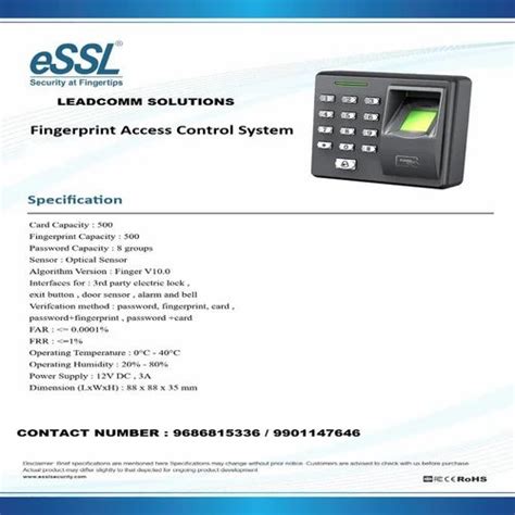 Essl X Fingerprint Access Control System Password Protected At Piece In Bengaluru