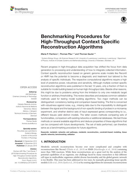 Pdf Benchmarking Procedures For High Throughput Context Specific