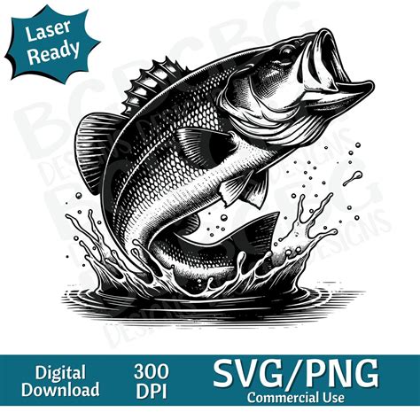 Largemouth Bass Svg Jumping Bass Svg Black Bass Svg Svg Png Vector