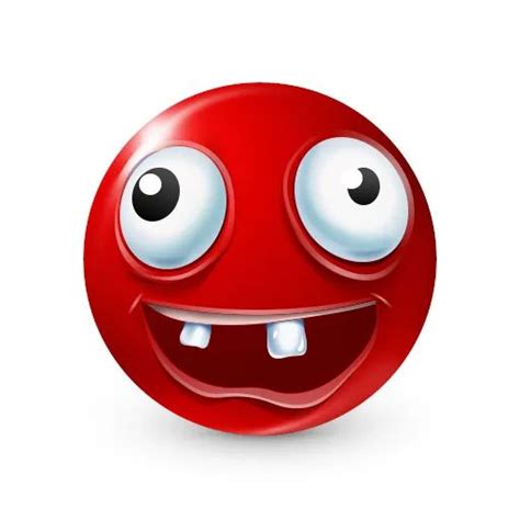 红色圆球表情包，瞪大双眼露齿笑，尽显搞怪可爱 红脸emoji表情包表情包图片动图 求表情网 斗图从此不求人