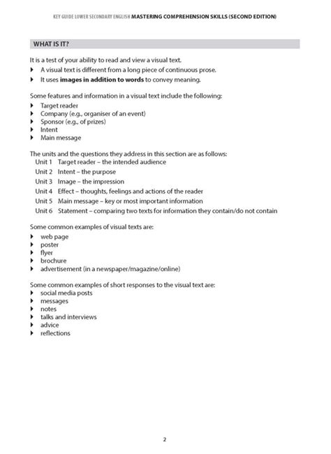 Key Guide Lower Secondary English Mastering Comprehension Skills Second Edition Cpd
