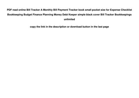 Ppt Pdf Read Online Bill Tracker A Monthly Bill Payment Tracker Book