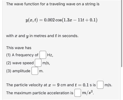 solved the wave function for a traveling wave on a string is