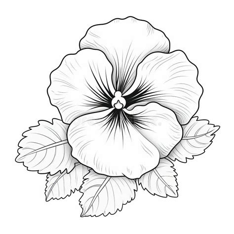Simple And Classic Black And White Pansy Flower Drawing For Coloring