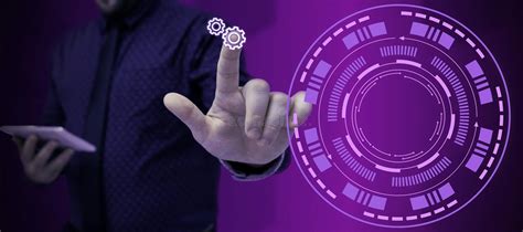 Man Standing Holding Tablet And Pressing On Virtual Button Business Man Carrying Pad Tapping