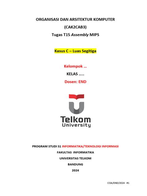 Tugas T15 Program Assembly Mips 2024 1224 Kasus C Sg3 1 Pdf