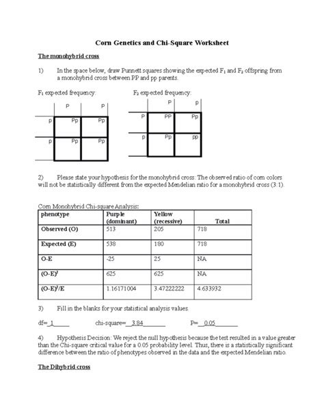 Genetics And Chi Square Test Worksheet