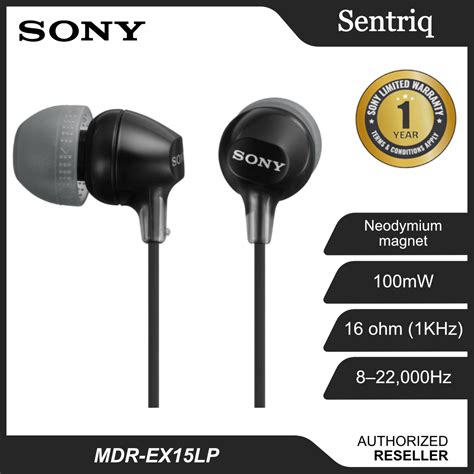 Sony Mdr Ex15lp Black In Ear Headphones Mdr Ex15lpb Original 1 Year