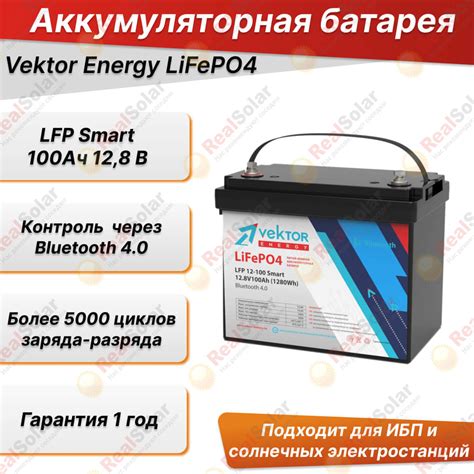 Литиевый аккумулятор LFP 12-100 Smart Vektor Energy 100Ач 12В LiFePO4 ...