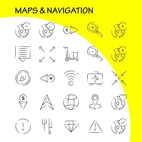 Free Vector Maps And Navigation Hand Drawn Icon Pack For Designers And Developers