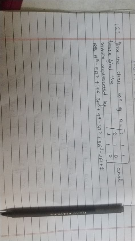 Find The Characteristic Equation Of Matrix A 2 1 1 0 1 0 1