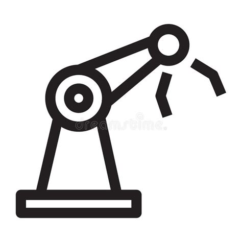 Assembly Robot In A Factory Icon In Outline Style On White Background Stock Vector