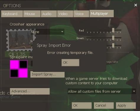 why can t i import a file for a spray r tf2