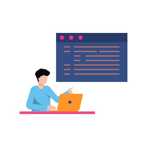 Premium Vector The Boy Is Working On Web Page Programming