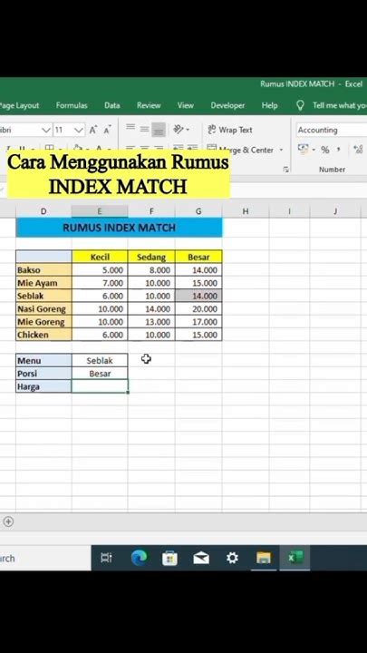 Cara Menggunakan Rumus Index Match Di Excel Excel Exceltips