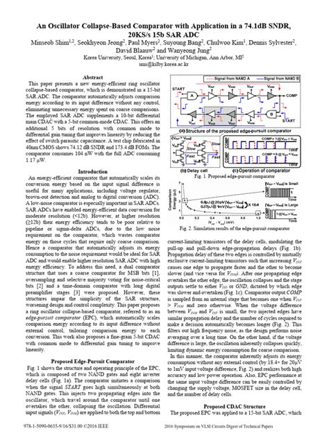 An Oscillator Collapse Based Comparator With Application In A 741db Sndr 20ks S 15b Sar Adc Pdf