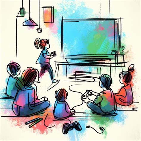 Playing Video Games Drawing