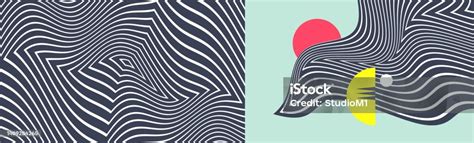 흑백 사각형의 광학 아트 일러스트레이션 착시가있는 패턴 줄무늬에 의한 추상적인 3d 기하학적 배경 전단지 포스터 표지 또는