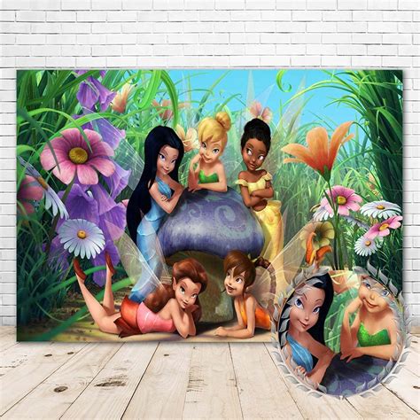 Tinkerbell Birthday Backdrop 7x5 Vinyl Tinkerbell Party Supplies