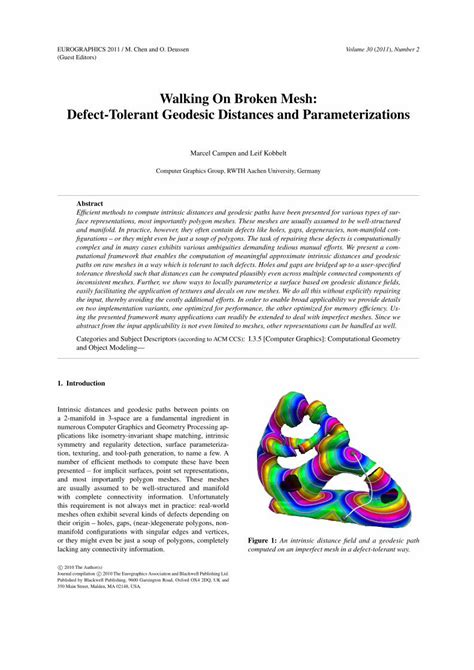 Pdf Walking On Broken Mesh Defect Tolerant Geodesic Distances