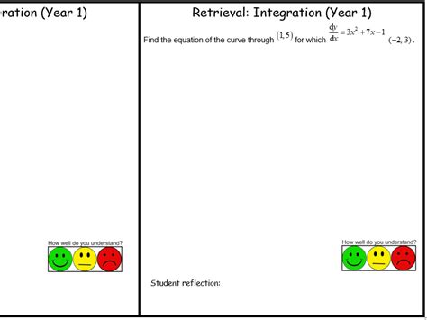 a level maths year 1 integration retrieval sheet teaching resources
