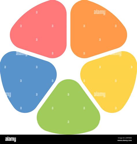 Circle Division Infographic Icon Pie Chart Divided Five Equal Parts Sectors With Rounded