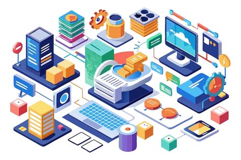 Isometric Illustration Of A Data Center With Servers Computers And