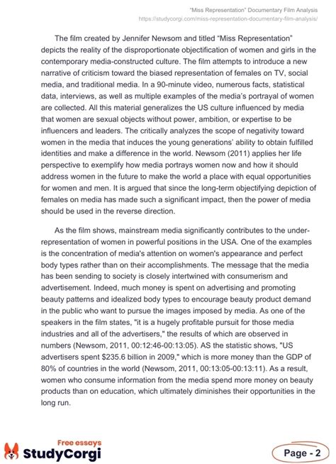 Miss Representation Documentary Film Analysis Free Essay Example