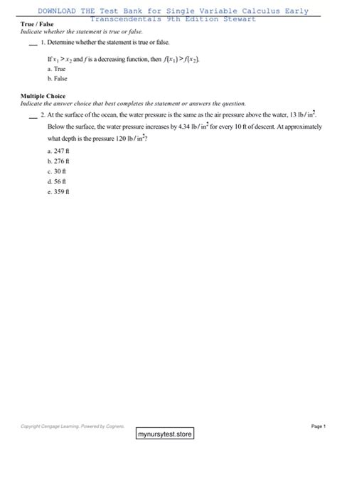The Test Bank For Single Variable Calculus Early Transcendentals 9th