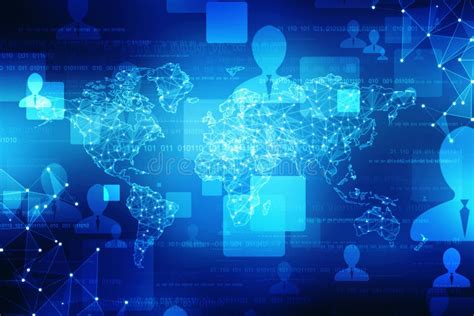 World Map And Blockchain Peer To Peer Network Global Network Concept Stock Illustration