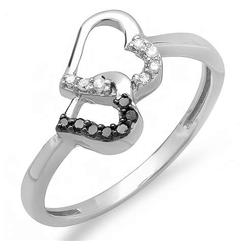 Buy 015 Carat Ctw 10k White Gold Round Black And White Diamond