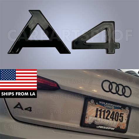 Audi A4 Gloss Black Emblem 3d Rear Trunk Lid Badge S Line Logo Etsy