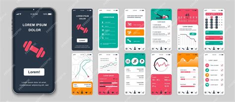 Premium Vector Fitness Mobile App Screens Set For Web Templates Pack