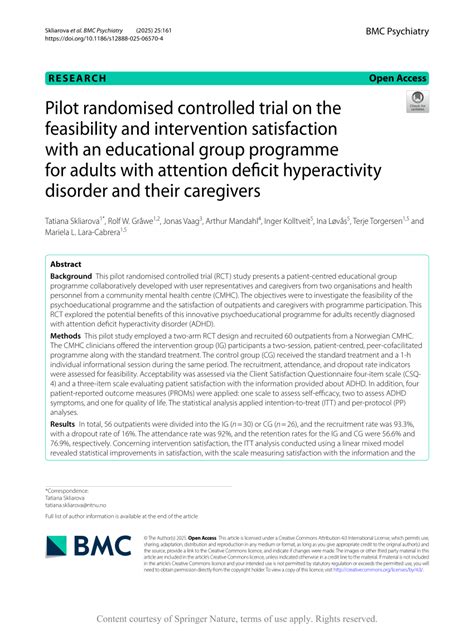 Pdf Pilot Randomised Controlled Trial On The Feasibility And Intervention Satisfaction With An