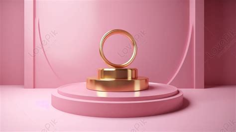 귀하의 제품을 선보일 수 있는 금색 액센트가 있는 멋진 핑크색 3d 연단을 소개합니다 연단 배경 금색 배경 골드 핑크 배경