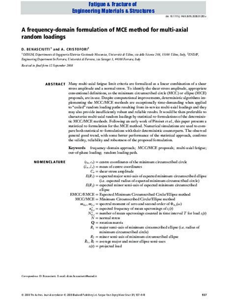 Pdf A Frequency Domain Formulation Of Mce Method For Multi Axial