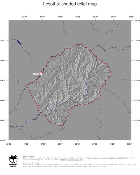 Map Lesotho Ginkgomaps Continent Africa Region Lesotho