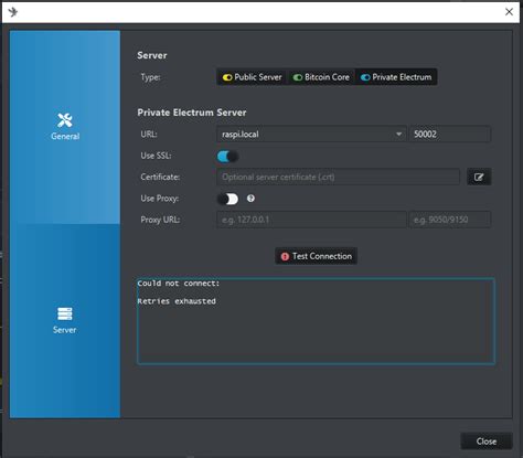 Unable To Connect Sparrow To Electrs Via Local Connection Or Tor