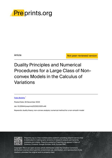 Pdf Duality Principles And Numerical Procedures For A Large Class Of