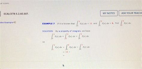 Solved Example 7 If It Is Known That ∫03fxdx11 And