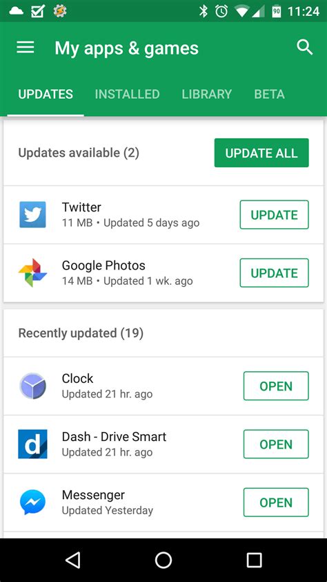 refresh button for play store updates is now in testing