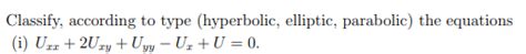 Solved Classify According To Type Hyperbolic Elliptic