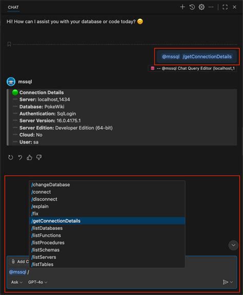 Quickstart Use Github Copilot Slash Commands Preview Sql Server