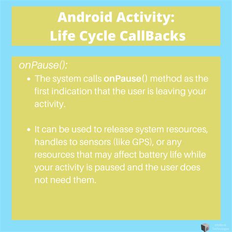 Android Activity Life Cycle Infobook Technologies